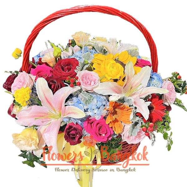Beautiful Day basket (Mixed Flowers) ⋆ Flower Delivery in Bangkok