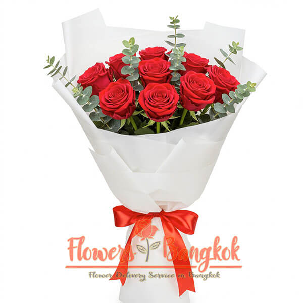 Lucky Day bouquet (9 Red Roses) ⋆ Flower Delivery in Bangkok